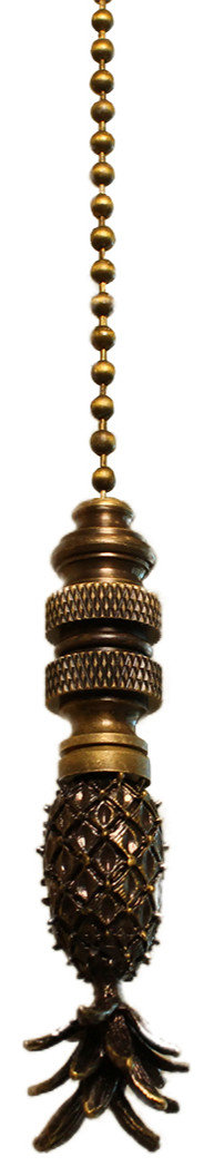 Tall Pineapple Ceiling Fan Pull, 2.5"h with 12" Antiqued Brass Chain ...