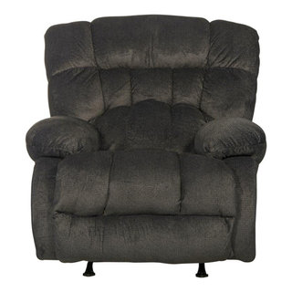 Johnson Chaise Rocker Recliner in Gray Polyester Fabric - Transitional ...