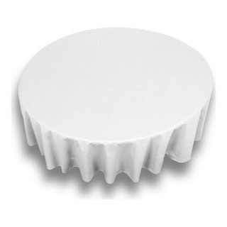 White 48 Inch Round Fitted Vinyl Tablecloth - Transitional ...