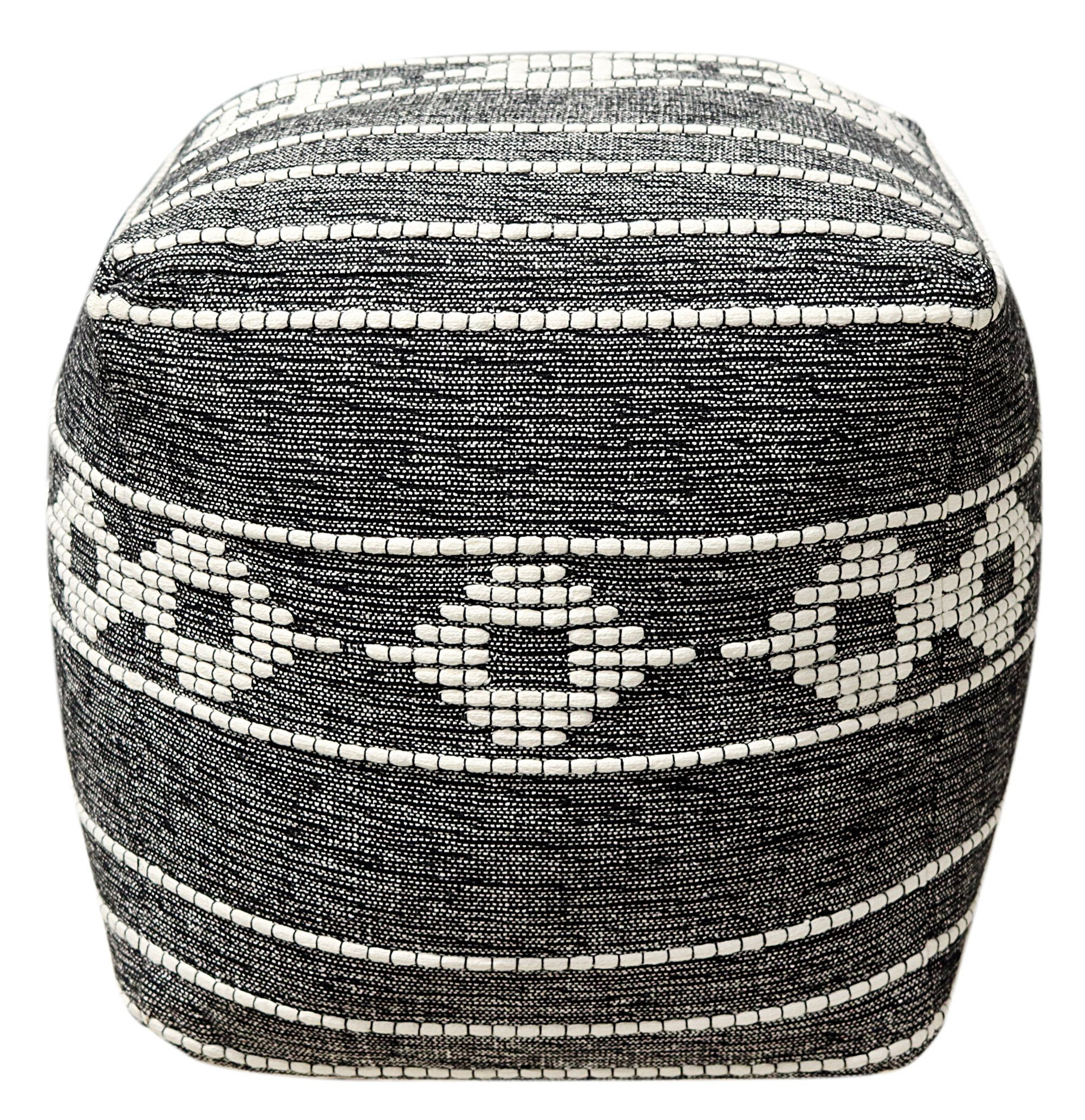 MasterWeave Square Woven Pouf Black and Beige Diamond, 18" Cube - Transitional - Floor Pillows ...