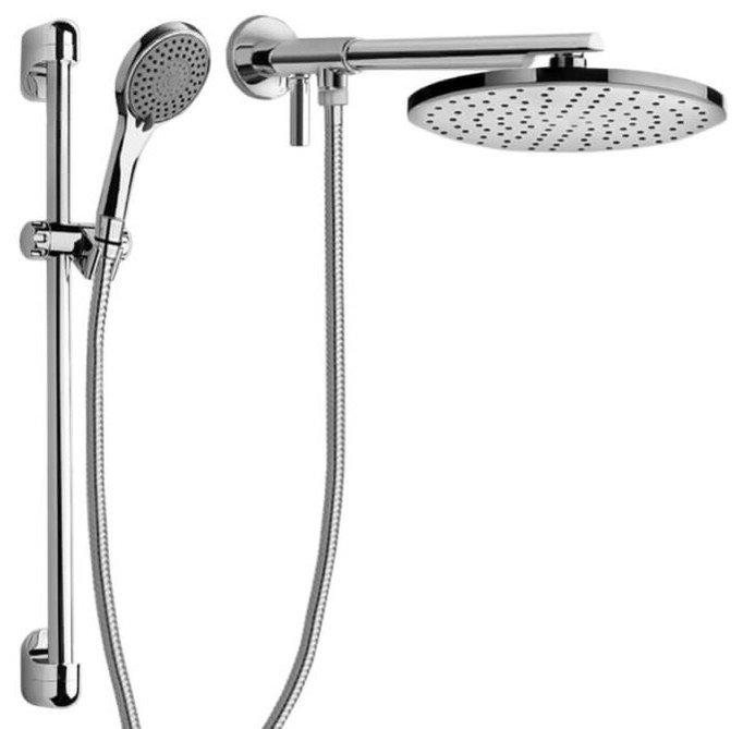 Dual Shower Head Set With 2-Way Diverter Shower Head Arm and Sliding ...
