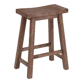 Wooden Frame Saddle Seat Counter Height Stool With Angled Legs Brown ...