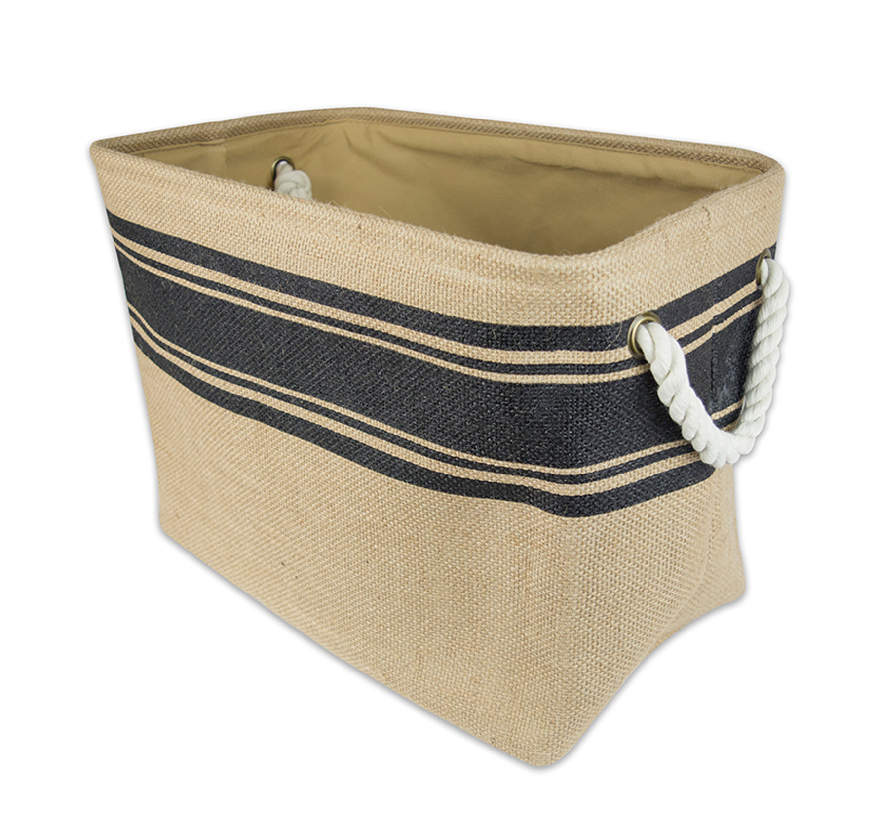 DII Burlap Bin Border Black Rectangle Large 18x12x15" - Contemporary ...
