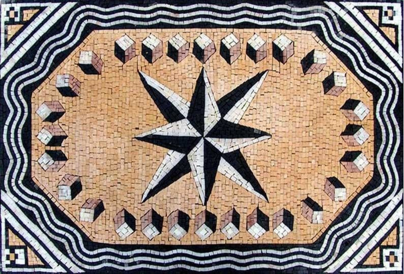 Compass Geometric Mosaic, Sand Rug, 35" x 24" - Southwestern - Tile ...