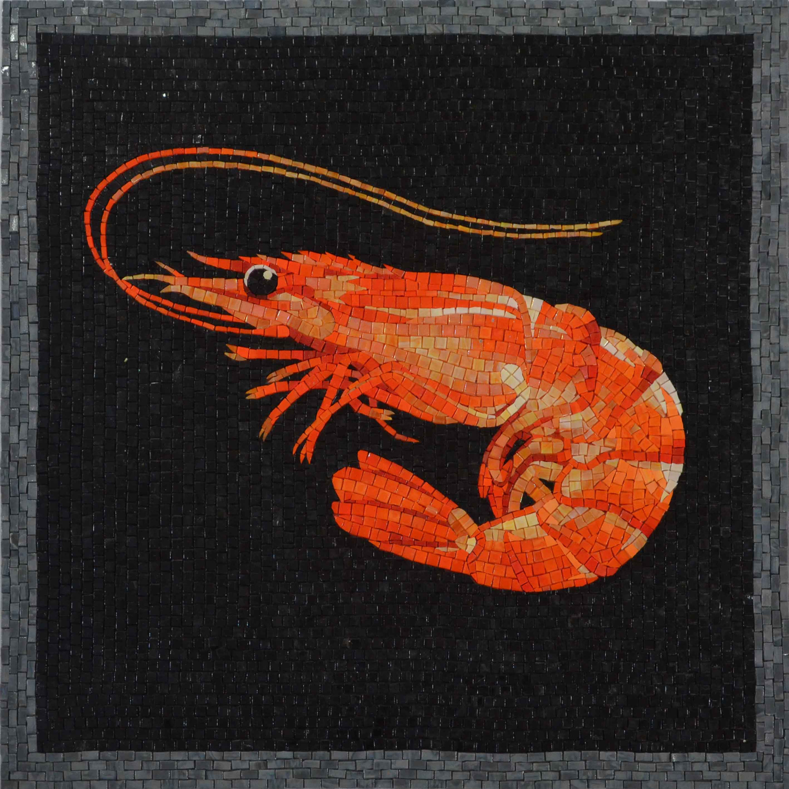 Radiant Shrimp Glass Mosaic Art, 60" x60" - Beach Style - Tile Murals ...