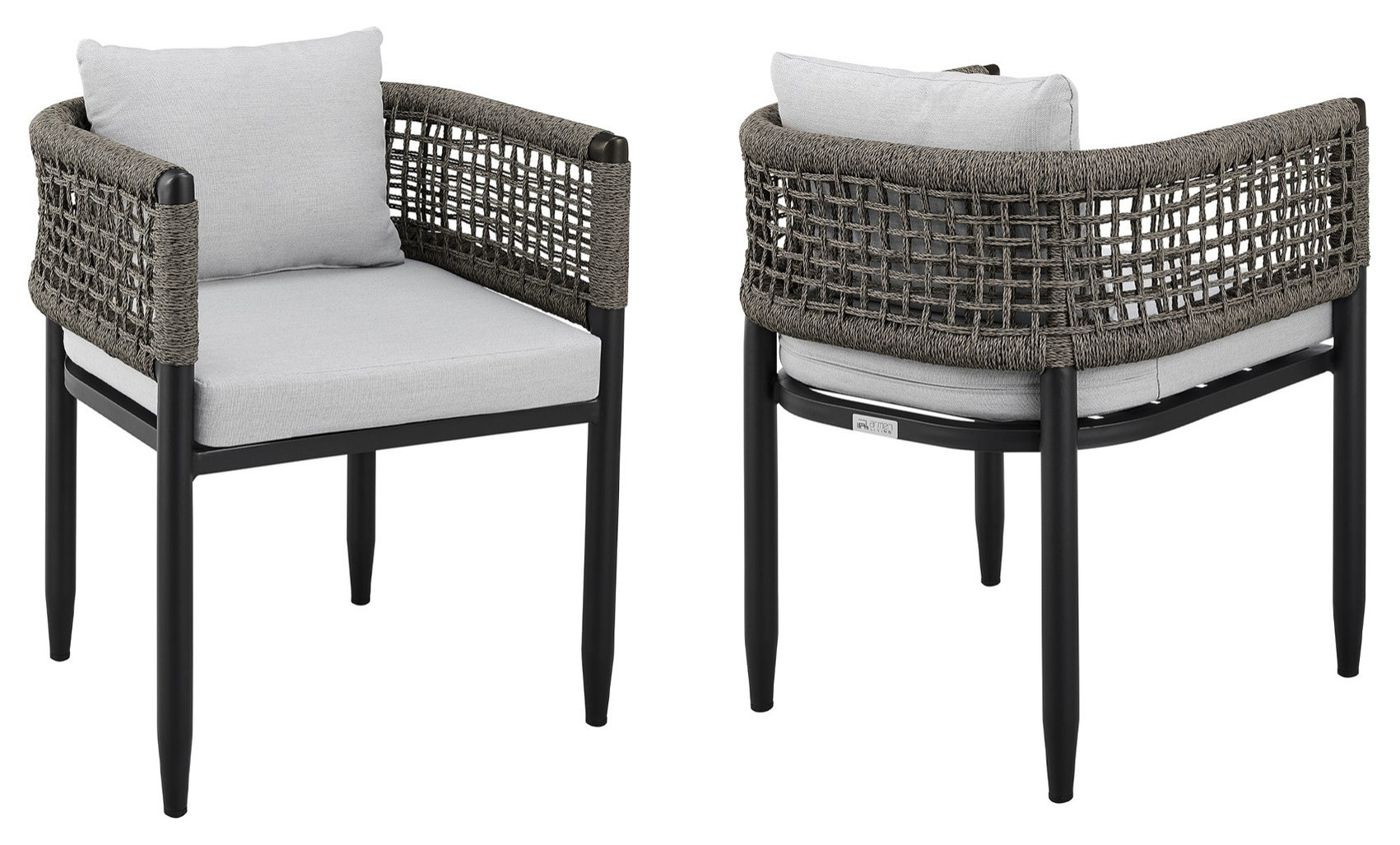 Felicia Outdoor Patio Dining Chair, Aluminum With Gray Rope, Set of 2 ...