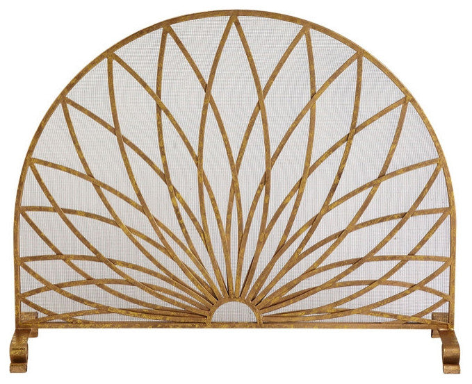 Single Panel Fireplace Screen in Italian Gold and Arch Design ...