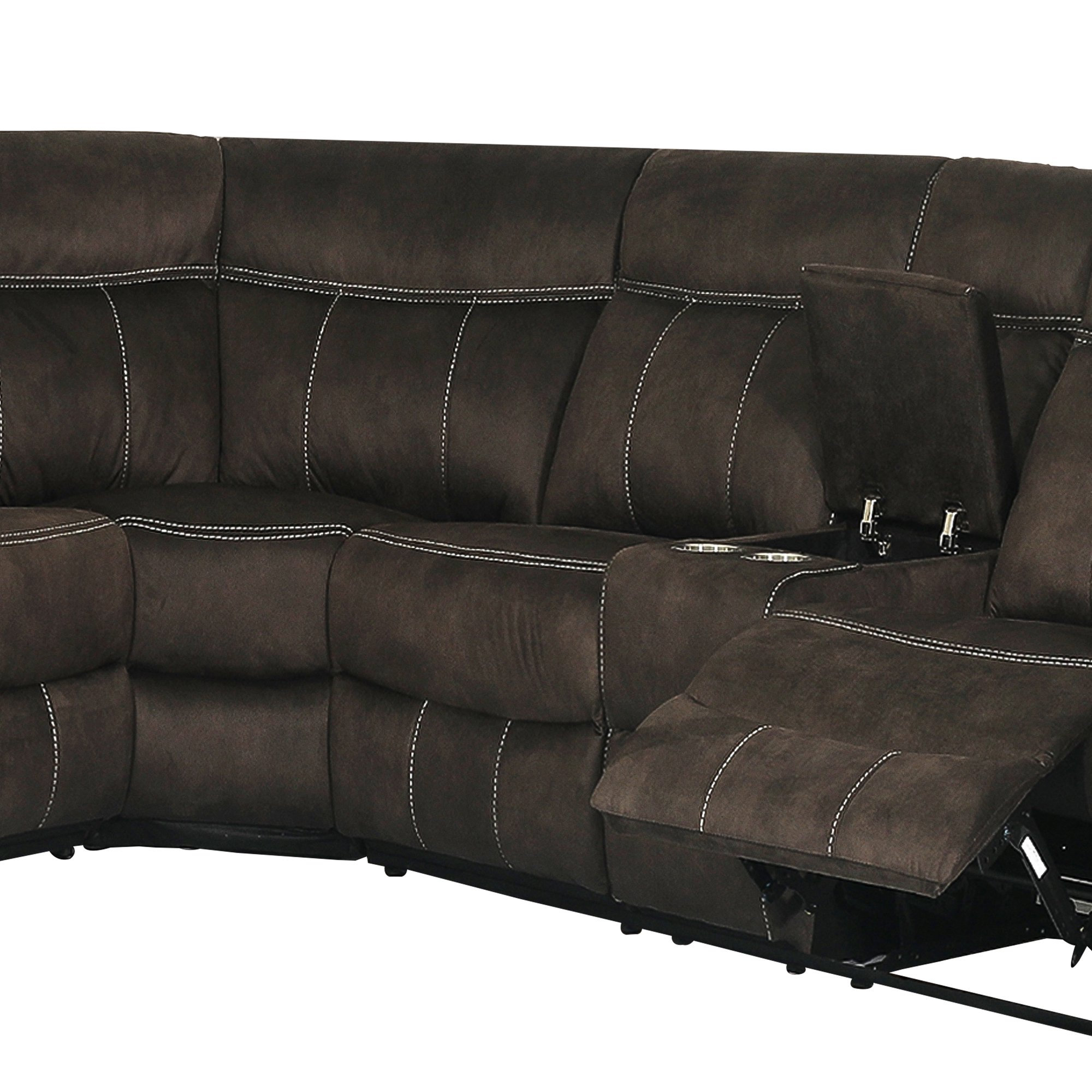 Transitional Reclining Sectional Sofa, Soft Fabric Seat With Cup ...