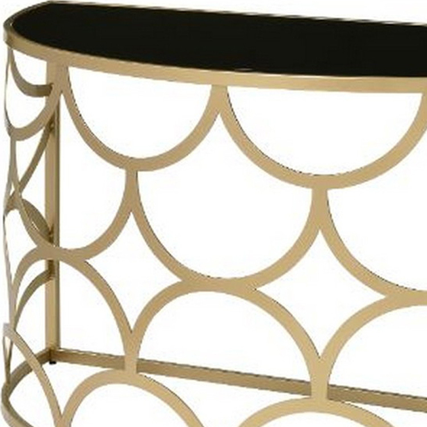 Benzara BM251369 Console Table With Half Moon Geometric Metal Frame ...