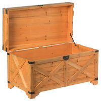 Large Farmhouse Wooden Storage Trunk Chest with Barn Design - Rustic ...