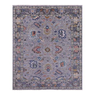 Grey 8' 0" X 9' 10" Hand-Knotted Turkish Angora Oushak Wool Rug ...