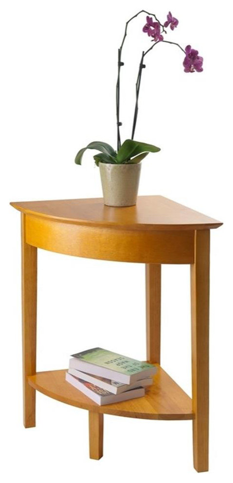 Pemberly Row Transitional Solid Wood Corner Table in Honey Pine ...