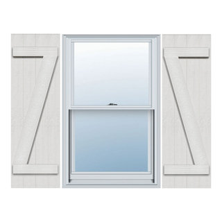 Rustic 2 Board Joined Board & Batten Faux Wood Shutters, Z-Board, 21 1/ ...