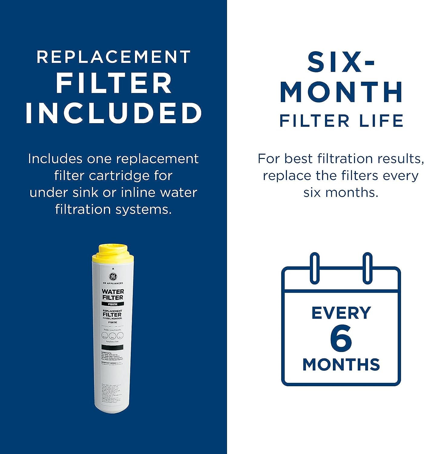 2 Pack GE FQK1K Under Sink Water Filter, Replacement for Water ...