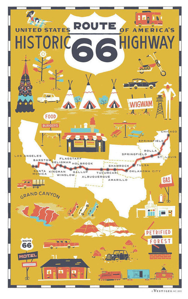 Route 66 Region Kitchen Towel - Contemporary - Dish Towels - by ...