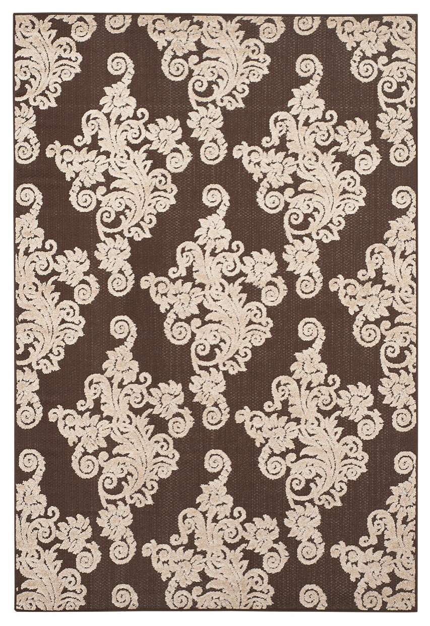 Safavieh Cottage Cot909D Damask Rug, Brown/Beige, 8'0" x 11'2 ...