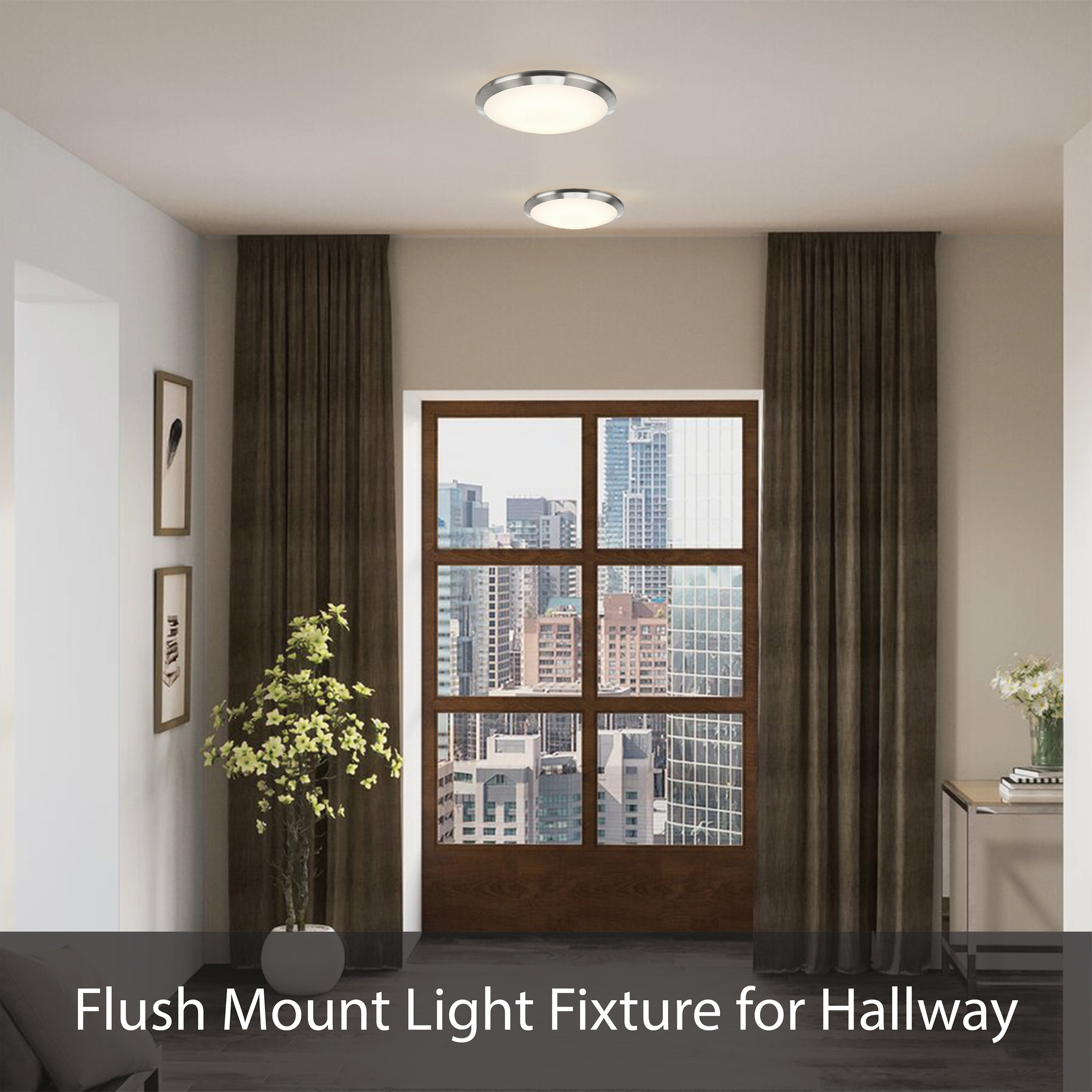 63002L-2 LED Large Flush Mount Ceiling Light Fixture, White 11 ...