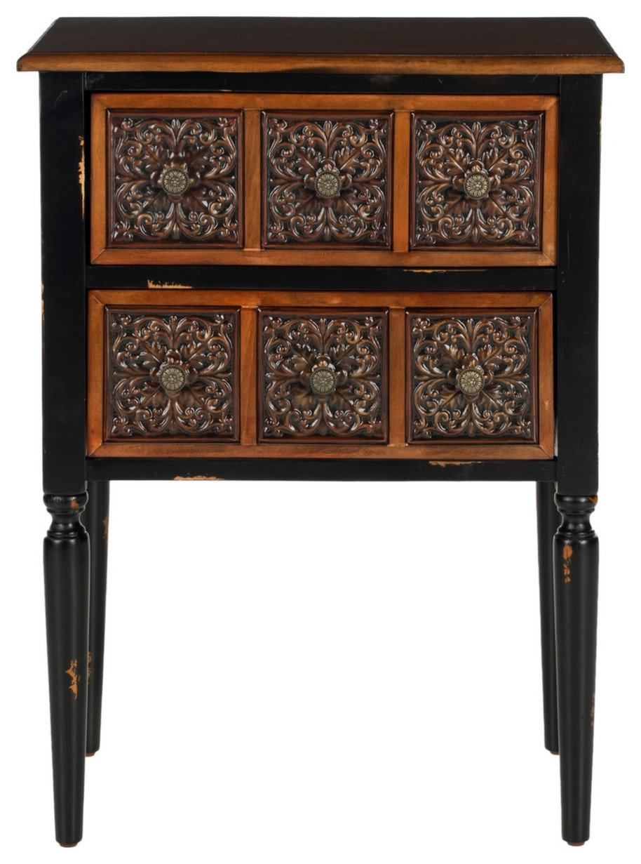 Bryan Two Drawer Side Table Dark Brown - Farmhouse - Side Tables And ...