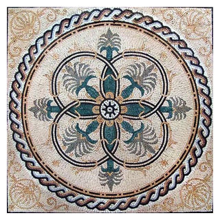 Roman Floral Mosaic Square, Noa, 24" x 24" - Traditional - Tile Murals ...
