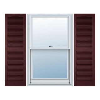 Lifetime Vinyl Custom Cathedral 2-Equal Louver Shutters, Bordeaux, 24"H ...