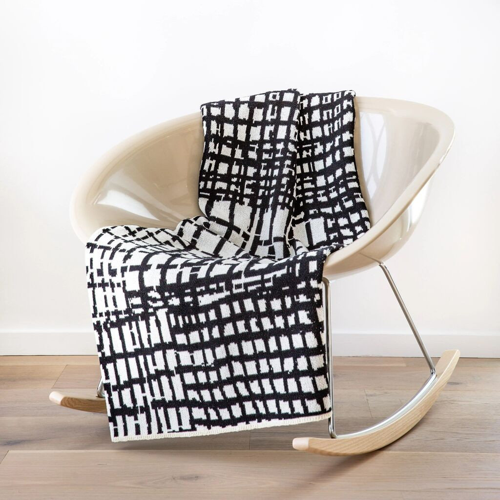 In2green Eco Hatch Throw by Elodie Blanchard, Black/Milk - Contemporary ...