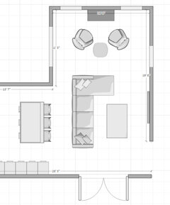 Furniture placement for open concept, long narrow living room - Help!
