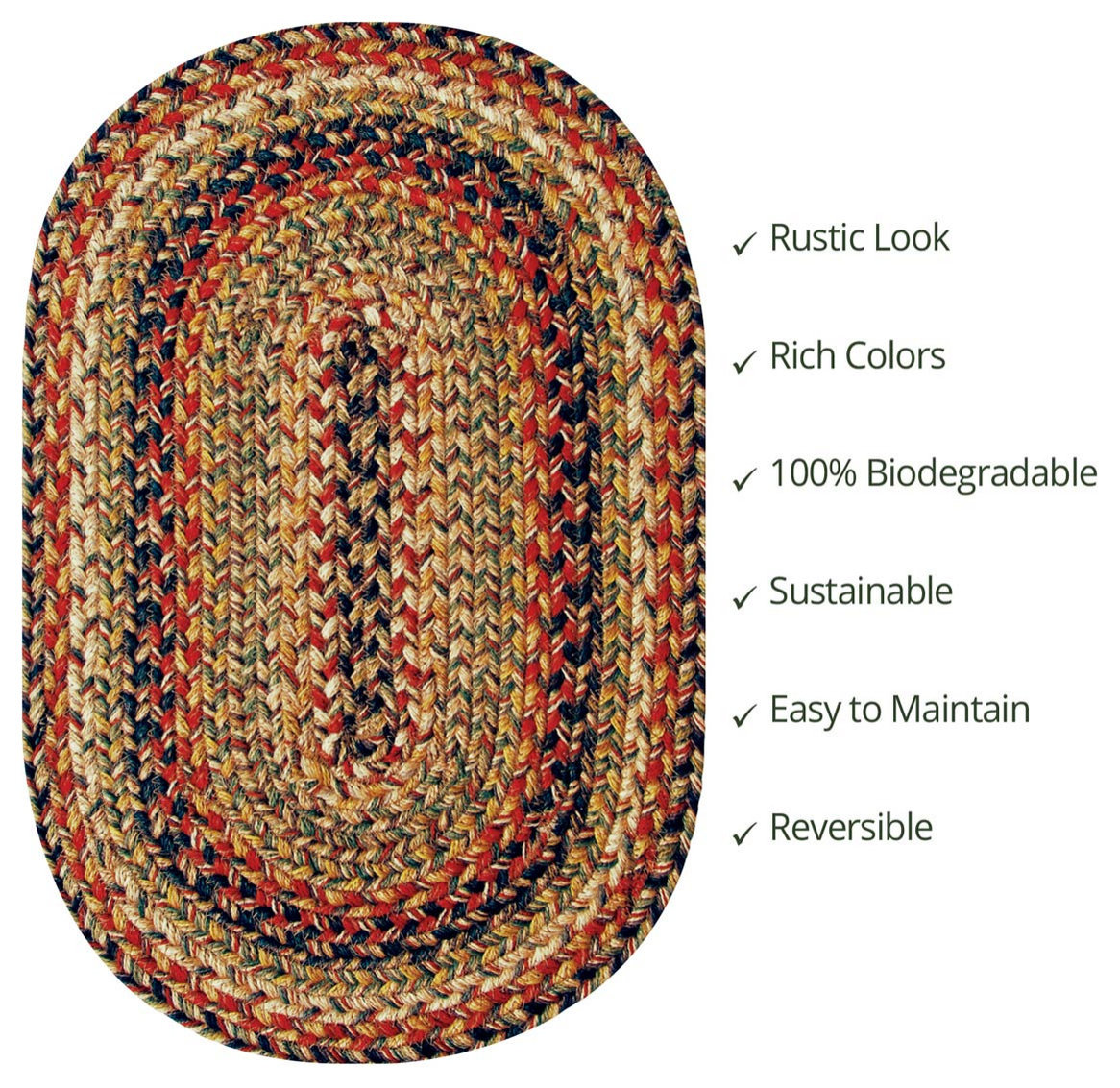 Homespice Decor Kingston Jute Braided Rug 8'x10' Oval - Farmhouse ...