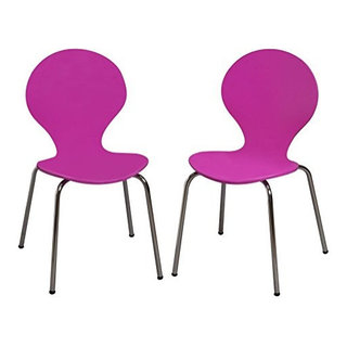Modern Children'S 2 Chair Set With Chrome Legs, Purple Color ...