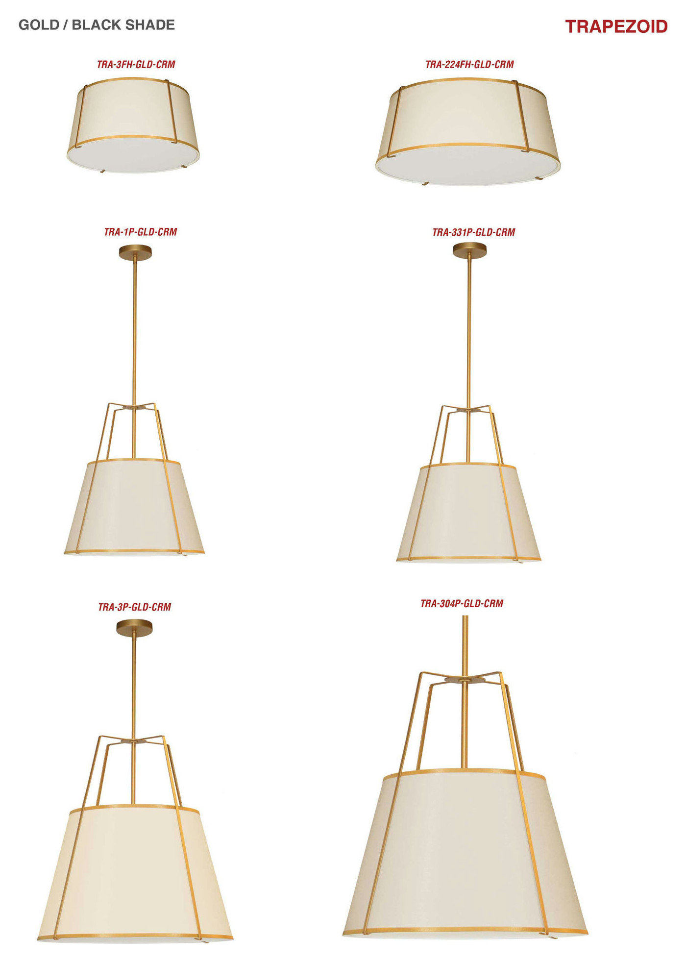 3 Light Trapezoid Pendant Gold/Cream Drum Shade w/ White Fabric ...