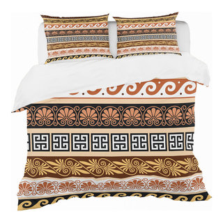 Ancient Greek Patterns Abstract Duvet Cover Set, King + 2 Shams ...