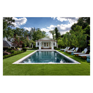 Modern Family Pool with Natural Turf on Three Sides in Greensboro, NC ...