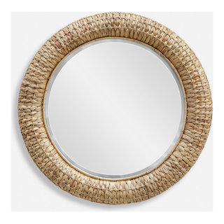 Uttermost Twisted Seagrass Round Mirror, 2.5x36x36 - Beach Style - Wall ...