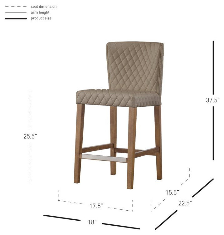 New Pacific Direct Albie 25.5" PU Diamond Stitching Counter Stool in ...