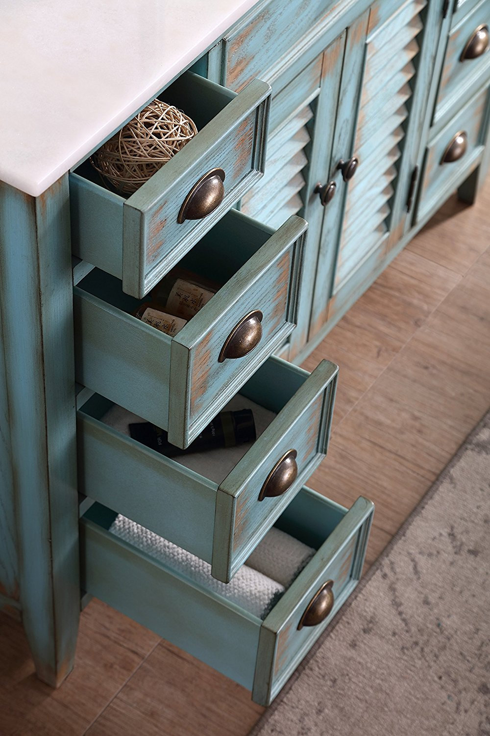 47" Abbeville Distressed Blue Bathroom Vanity - Farmhouse - Bathroom ...