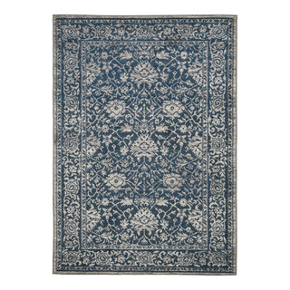Machine Woven Fabric Rug with Floral Vine Pattern, Medium, Brown and ...