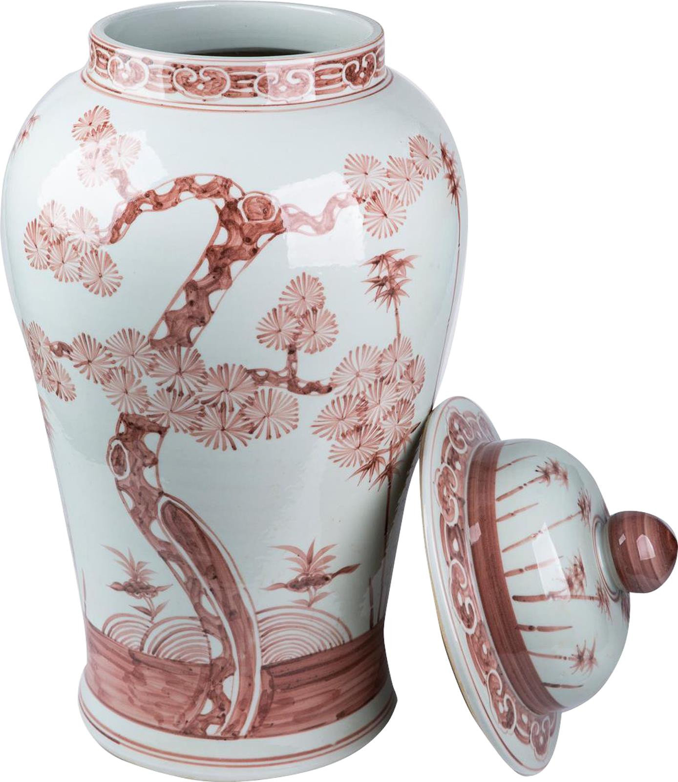 Handcrafted Ceramic Moka Pine Jar, Large - Asian - Decorative Jars And ...