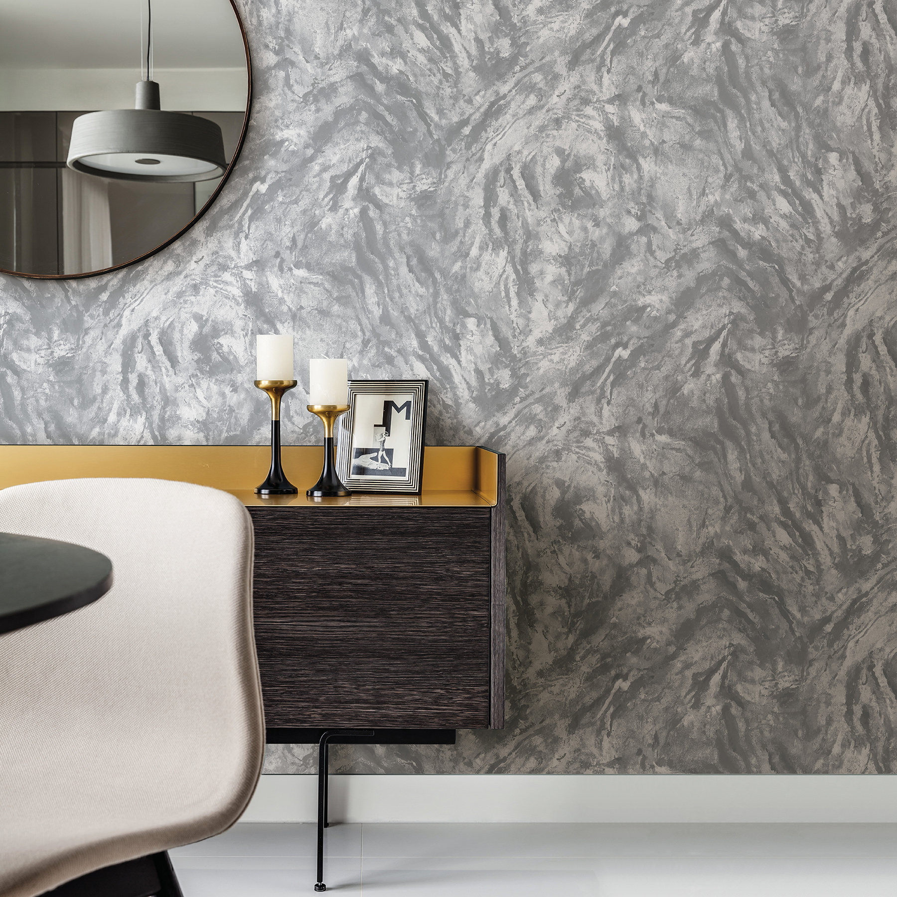 Titania Pewter Marble Texture Wallpaper, Bolt - Contemporary ...