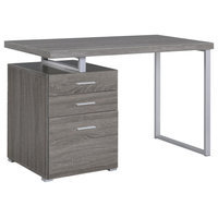 Weathered Grey 3-Drawer Office Desk with Functional Storage Solutions ...
