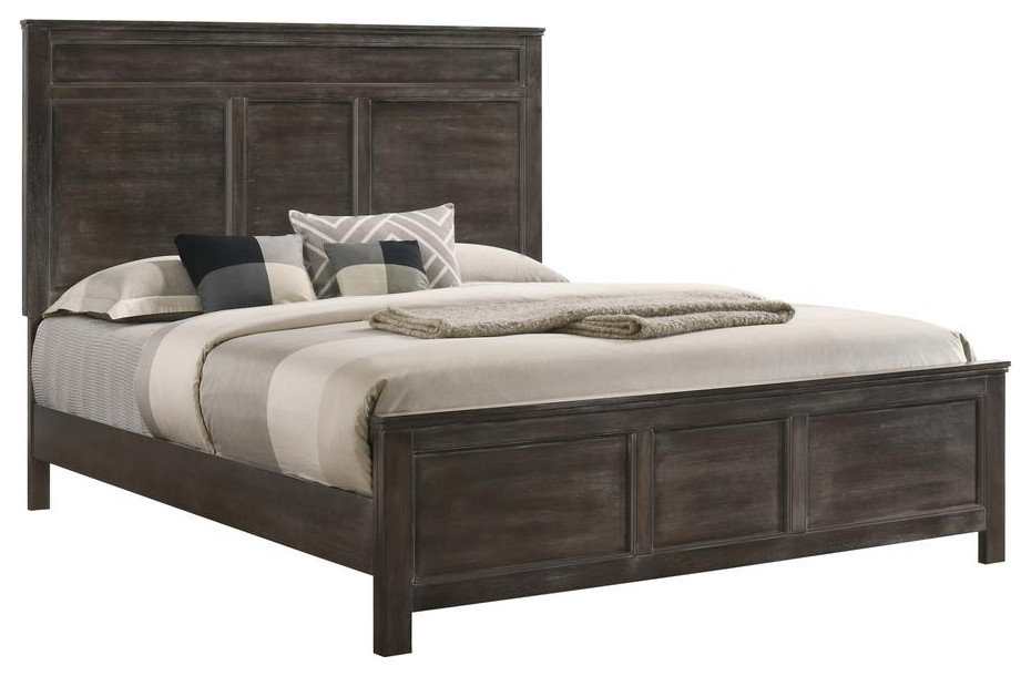 Furniture Andover Contemporary Solid Wood 6/0 Wk Bed in Nutmeg - Farmhouse - Platform Beds - by ...