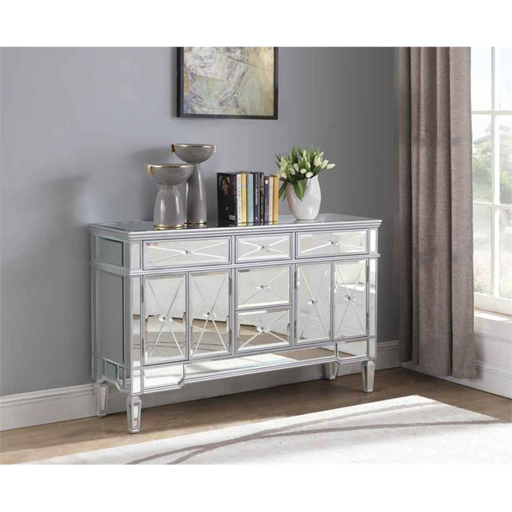 Pemberly Row Contemporary 5-drawer Wood Accent Cabinet in Silver ...