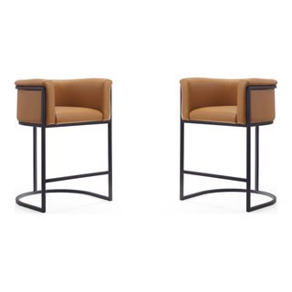 Cosmopolitan Counter Stool, Camel and Black, Set of 2 - Transitional ...