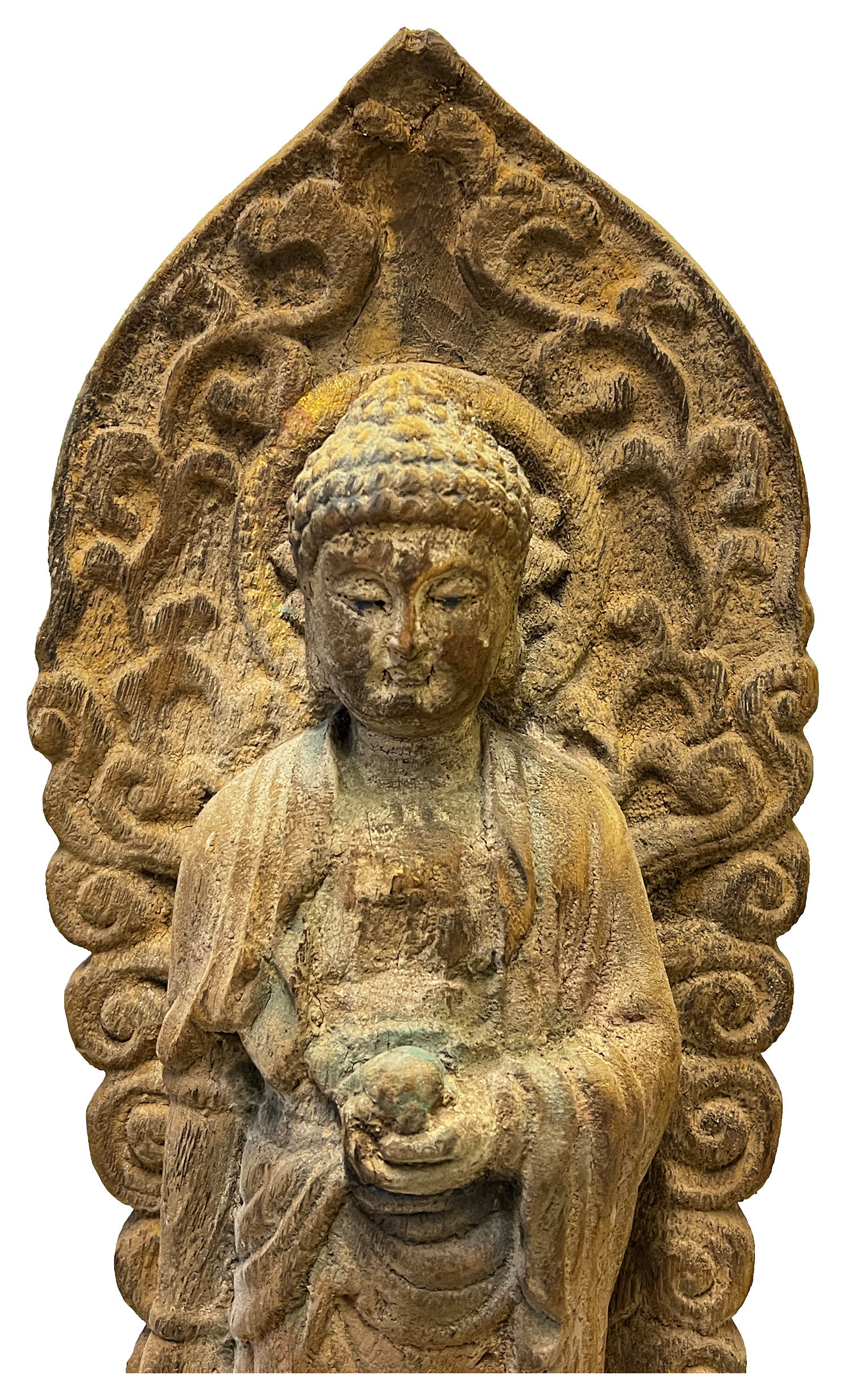 Chinese Rustic Wood Standing Gautama Amitabha Shakyamuni Buddha Statue ...