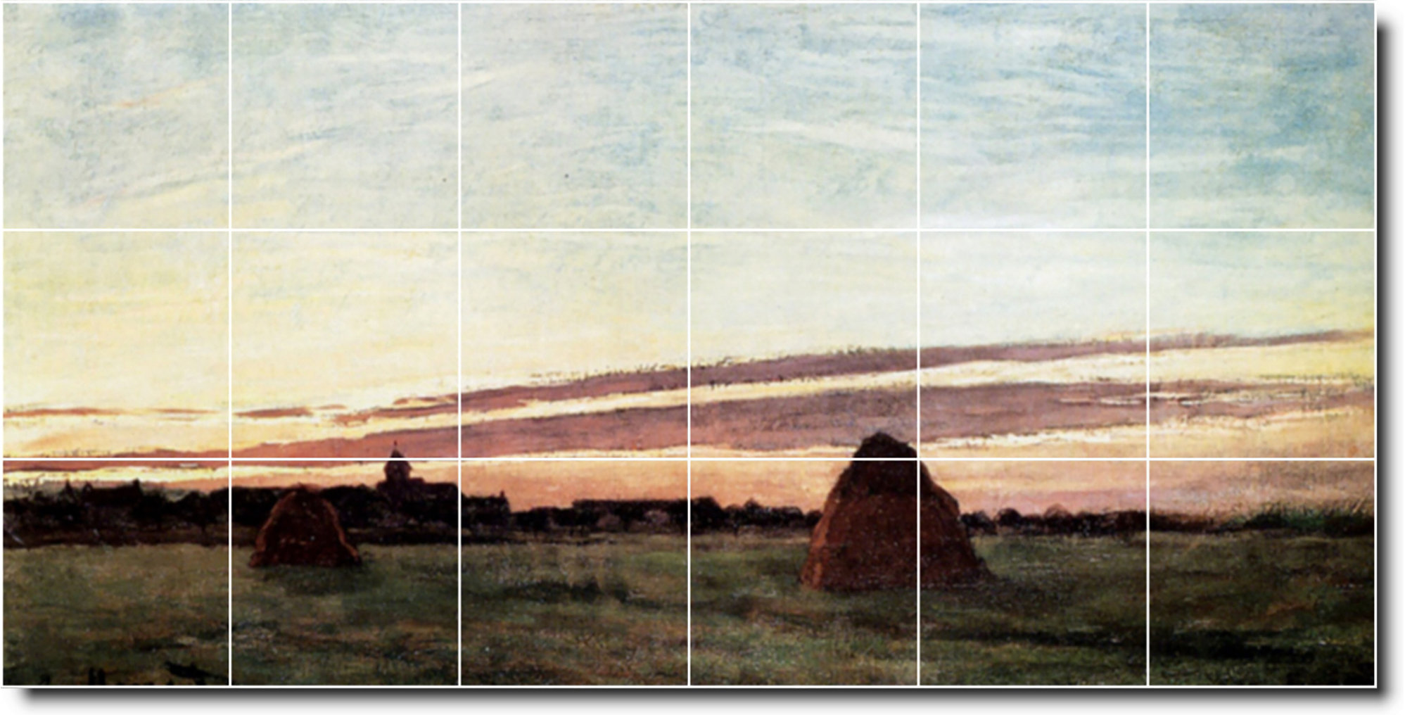 Claude Monet Landscapes Painting Ceramic Tile Mural #181, 48" Wide x 24 ...