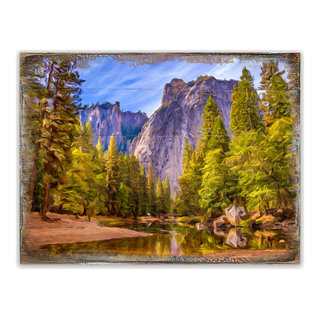 Forest Lake Wooden Block, 24 X 18 - Rustic - Outdoor Wall Art - by G ...