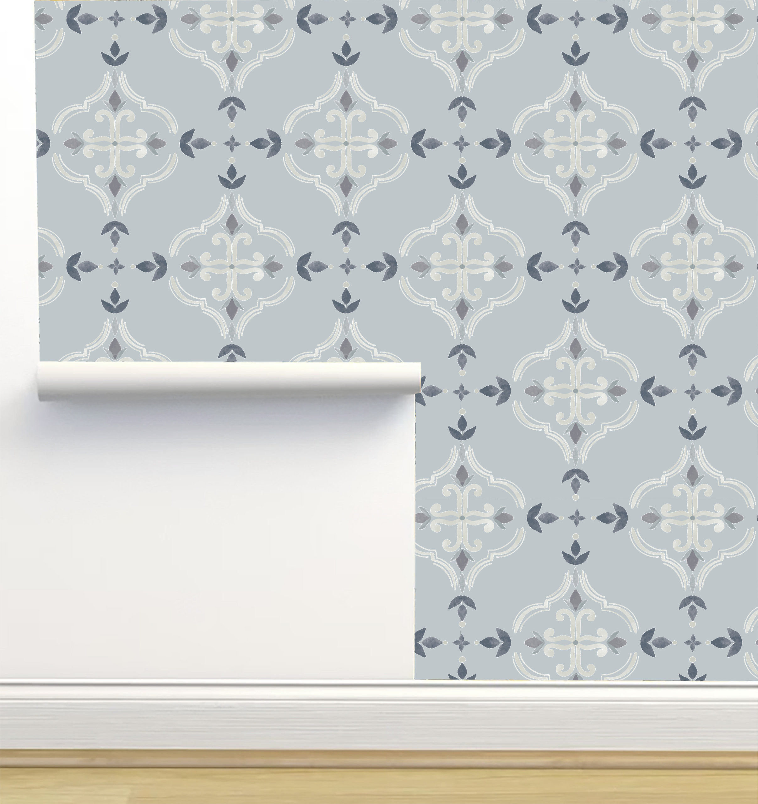 Tile Style Gray Wallpaper by Monor Designs, 24"x144" - Mediterranean - Wallpaper - by Limitless ...