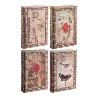 decorative Book Boxes- Set of 4, Multicolor - Contemporary - Decorative ...