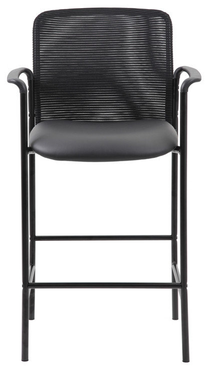 Scranton & Co 28.5" Modern Vinyl/Mesh Counter Stool with Arms in Black ...