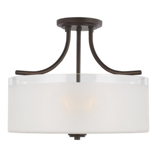 15.25"27.9W 3 LED Semi-Flush Mount Burnt Sienna Clear/Satin, Burnt ...