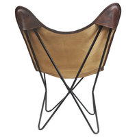 Floral Canvas and Leather Butterfly Accent Chair, 37" L x 27" W x 16" D ...