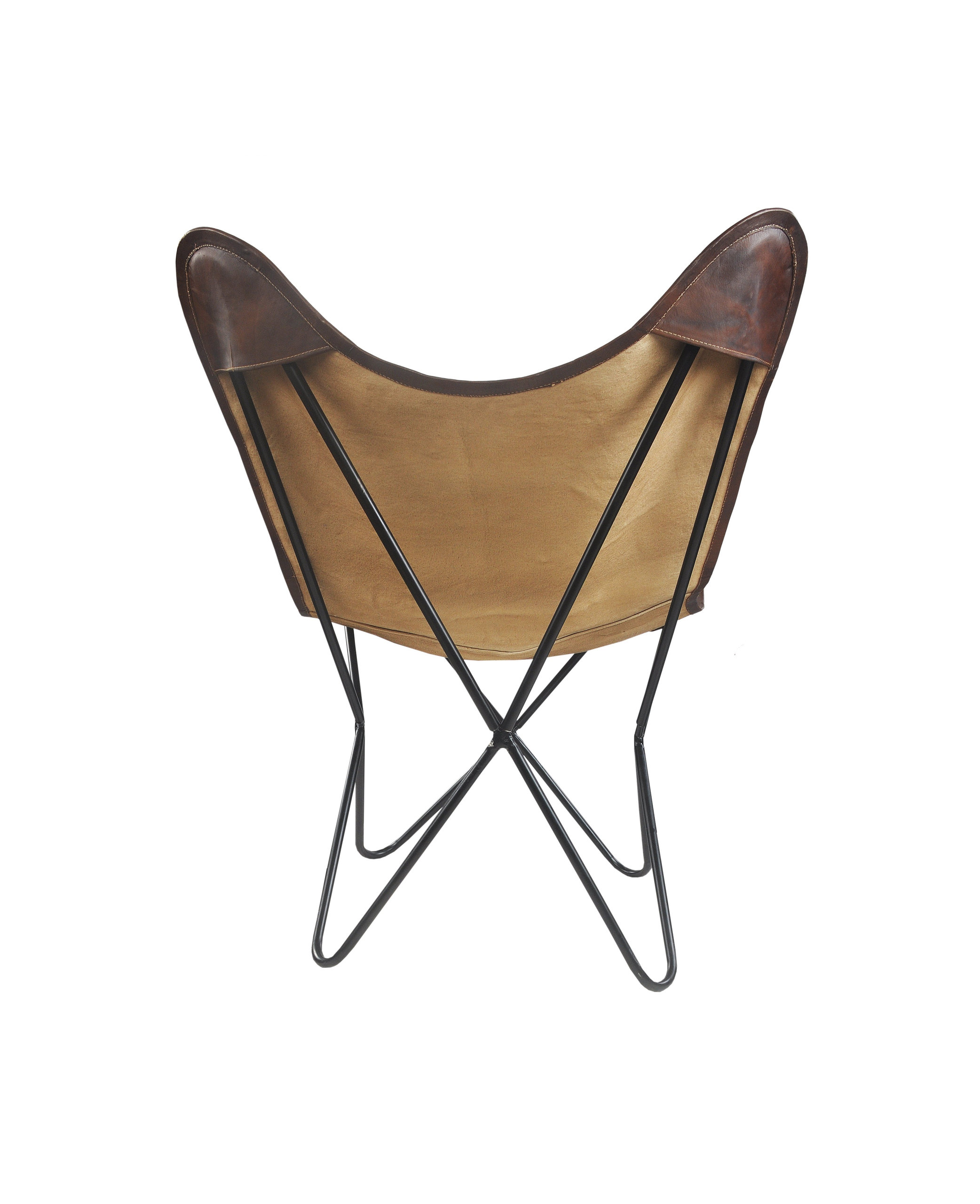 Floral Canvas and Leather Butterfly Accent Chair, 37" L x 27" W x 16" D ...